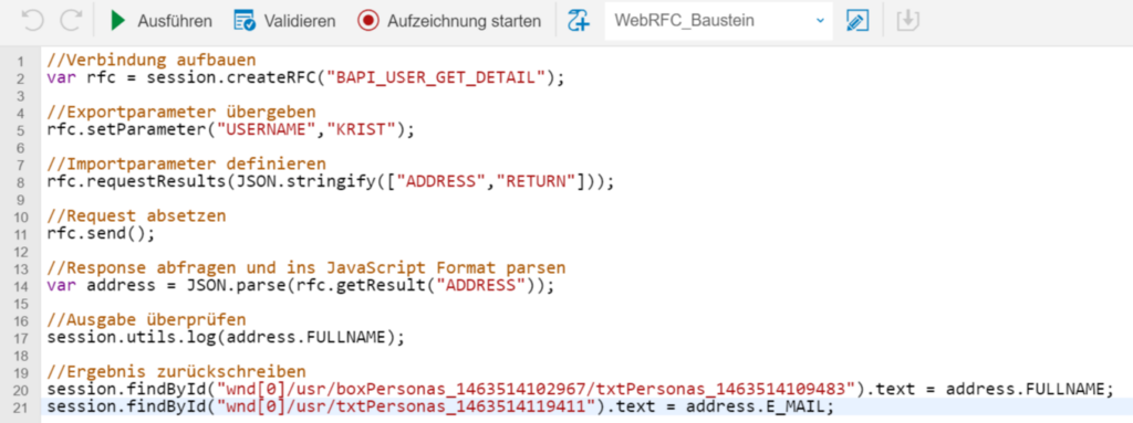WebRFC Bausteine in SAP Screen Personas 3.0